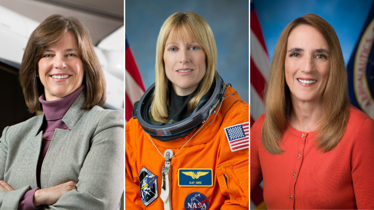 Announcing Astronauts Bonnie Dunbar, Kay Hire, Nancy Currie-Gregg
